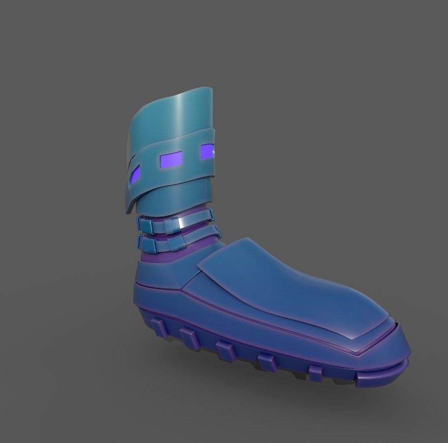 3D model stylized and realistic Sci-fi cyberpunk boots pack VR / AR ...