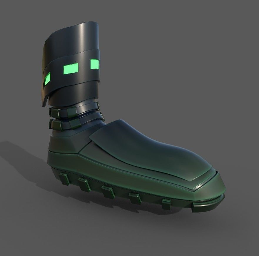 3D model stylized and realistic Sci-fi cyberpunk boots pack VR / AR ...