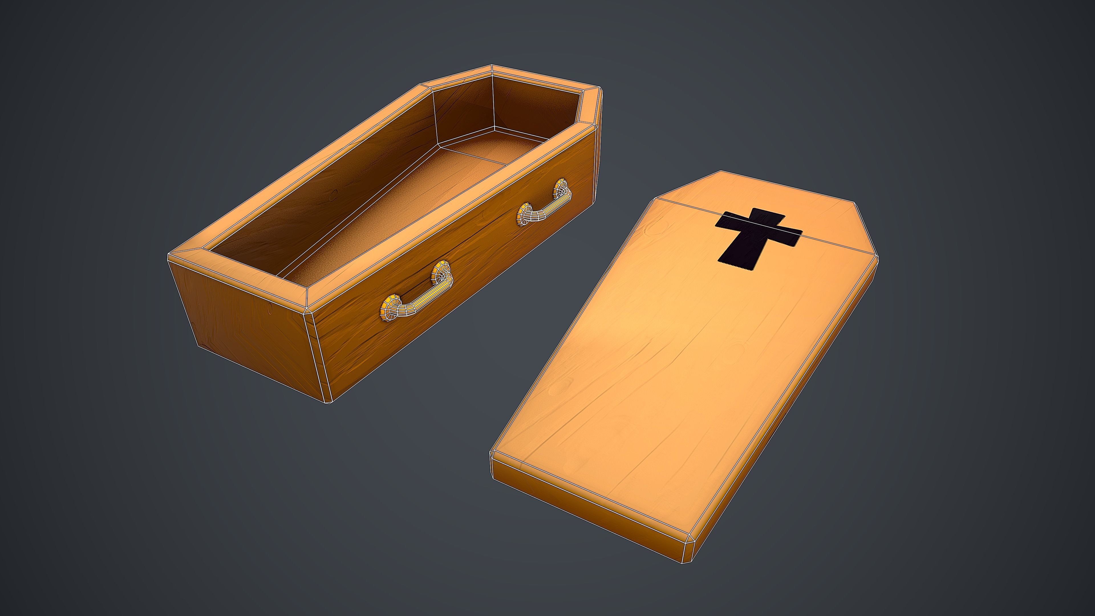 3D model COFFIN PARTS CARTOON STYLIZED VR / AR / low-poly | CGTrader