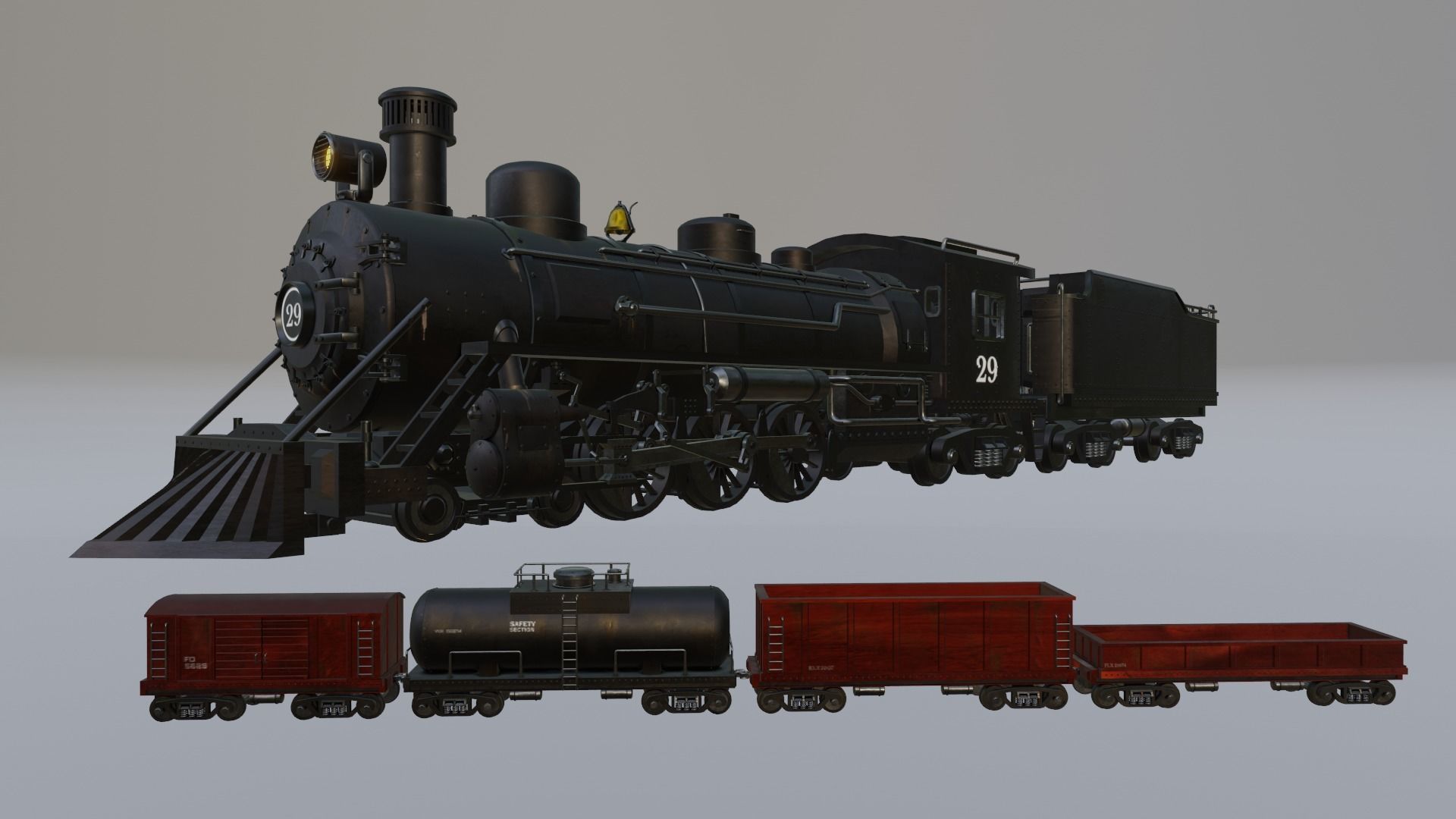 Steam Train 3D model animated rigged | CGTrader