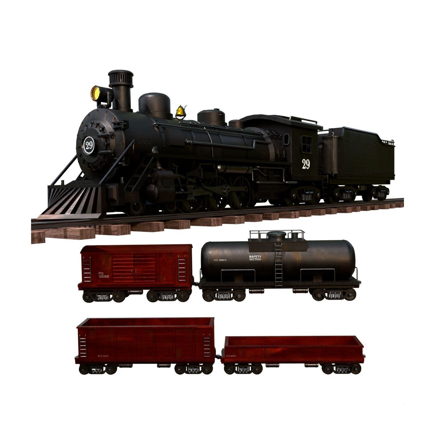 Steam Train 3D model animated rigged | CGTrader
