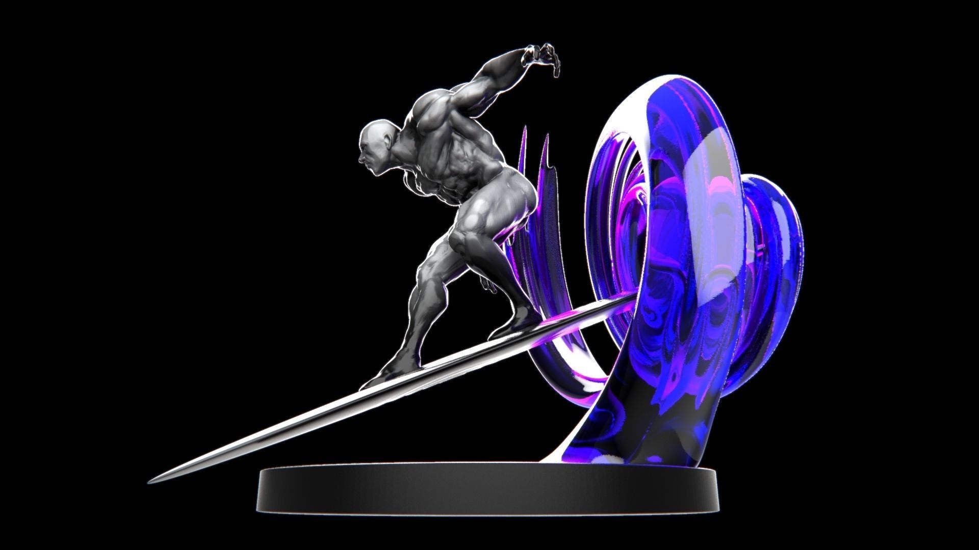 Silver Surfer Print Ready Model in FBX OBJ and STL Formats 3D model 3D ...