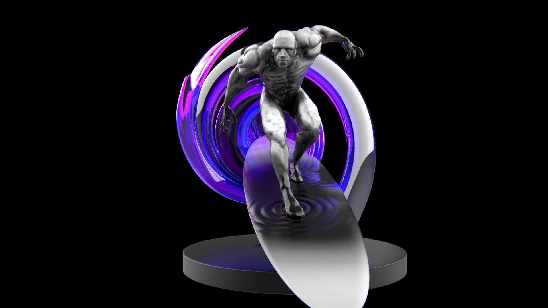 Silver Surfer Print Ready Model in FBX OBJ and STL Formats 3D model 3D ...