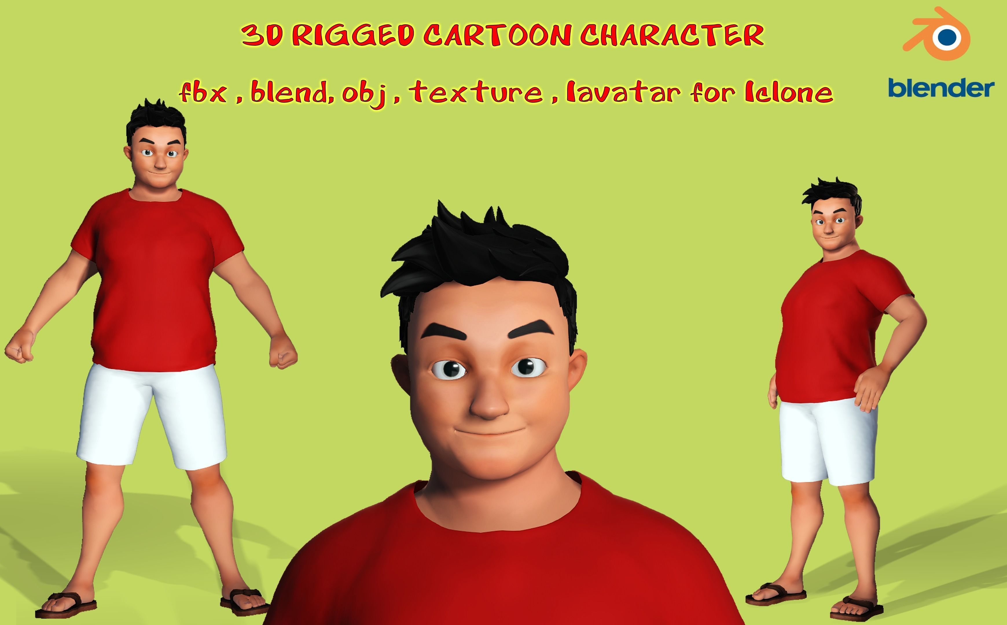 Cartoon Character Fat Boy Animated Rigged Blender Iclone 3D model animated rigged | CGTrader