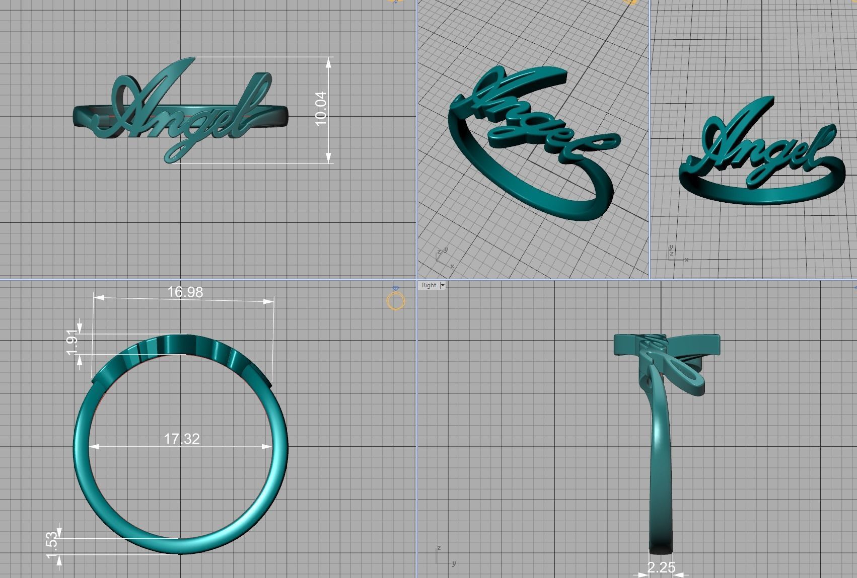 Angel Word Ring Angel Inscription band ring 3d model 3D model 3D ...