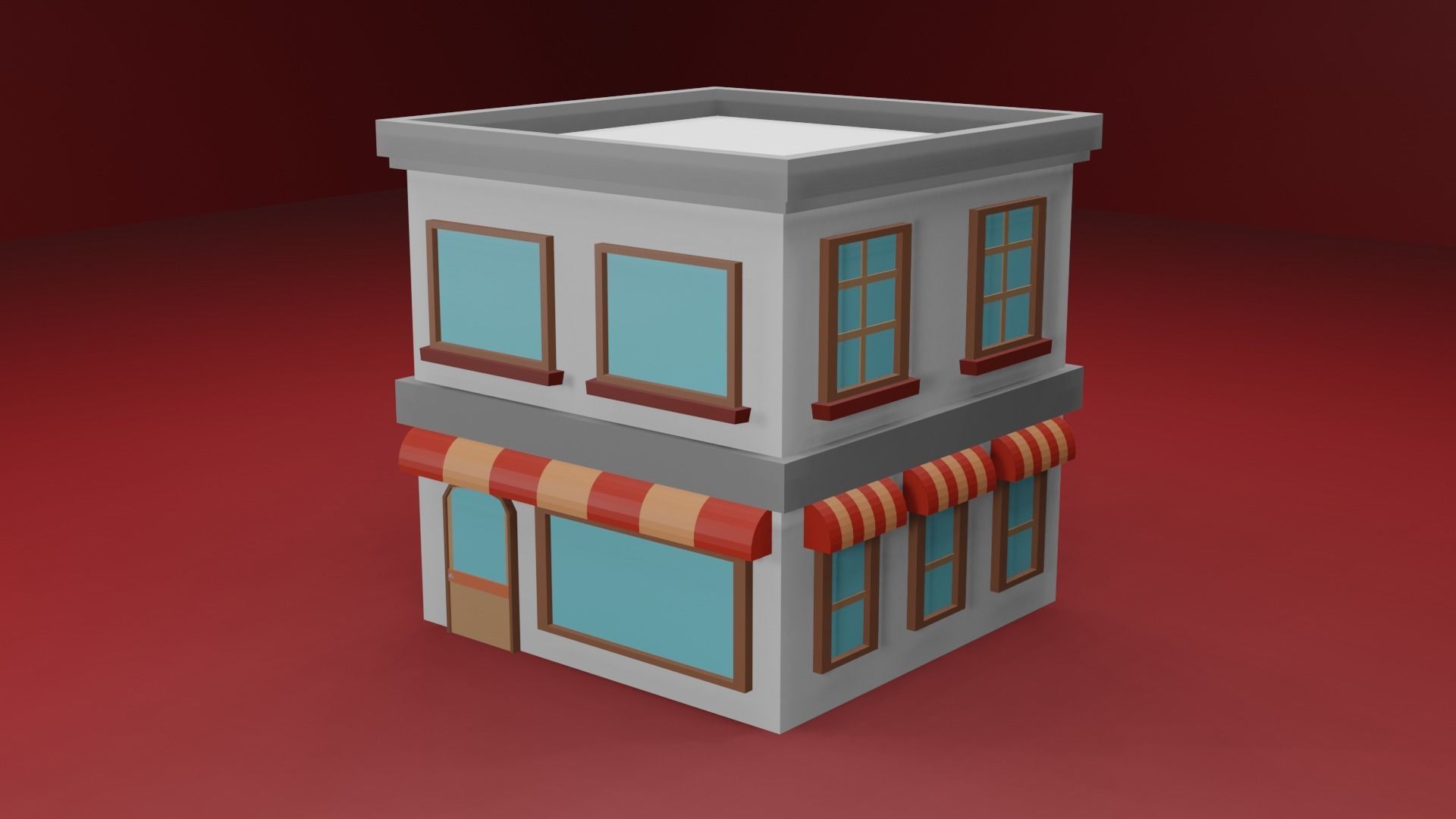 3D model 3D Low Poly Buildings shop VR / AR / low-poly | CGTrader