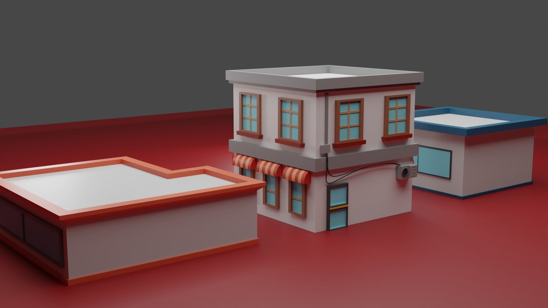3D model 3D Low Poly Buildings shop VR / AR / low-poly | CGTrader