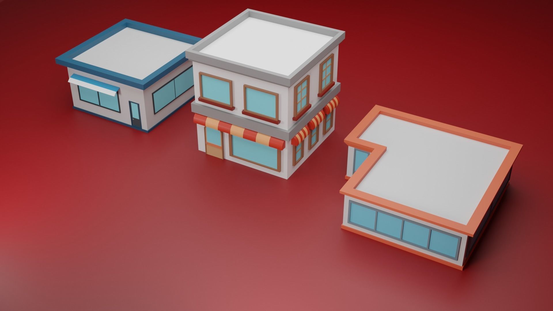 3D model 3D Low Poly Buildings shop VR / AR / low-poly | CGTrader