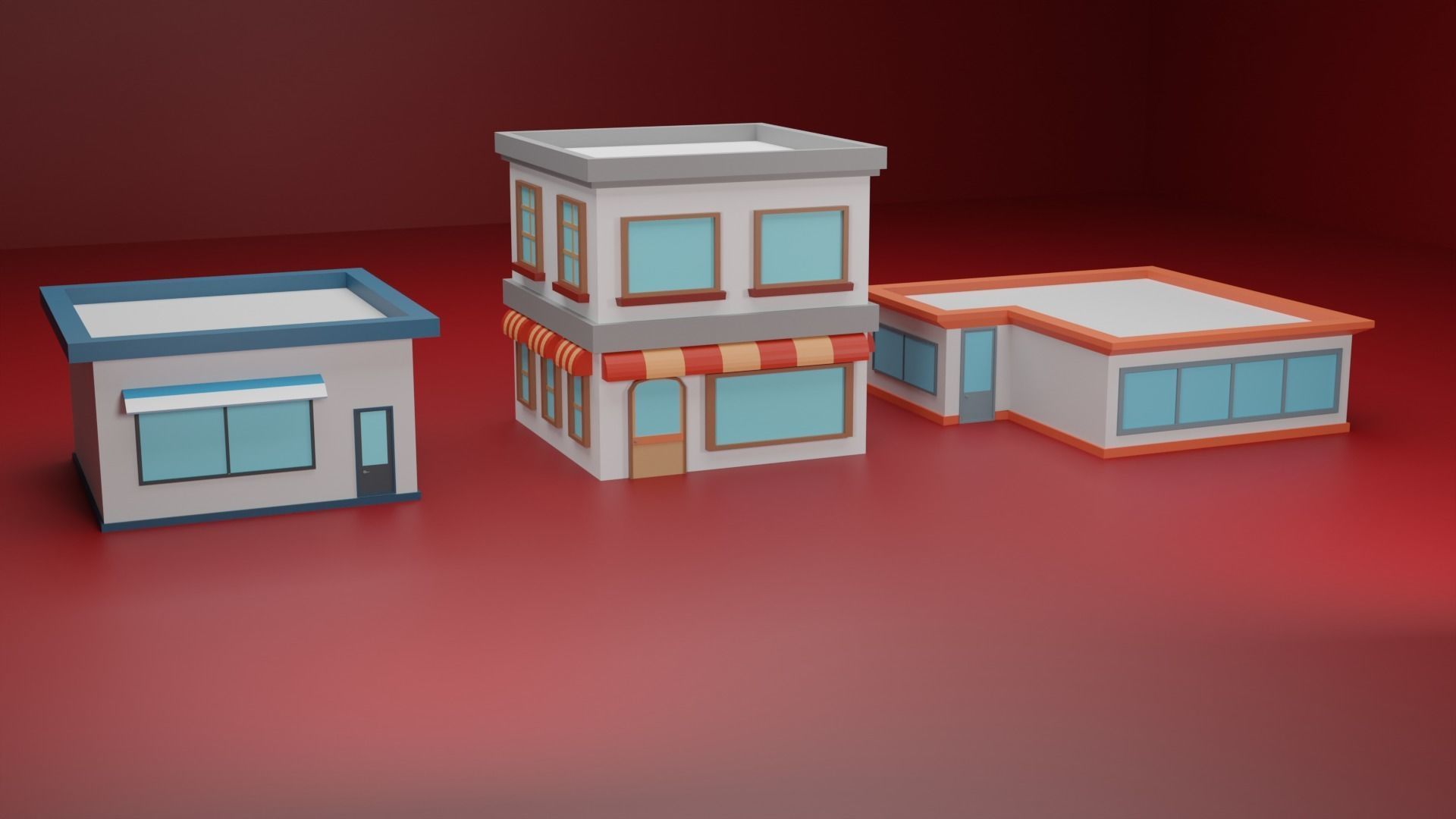 3D model 3D Low Poly Buildings shop VR / AR / low-poly | CGTrader