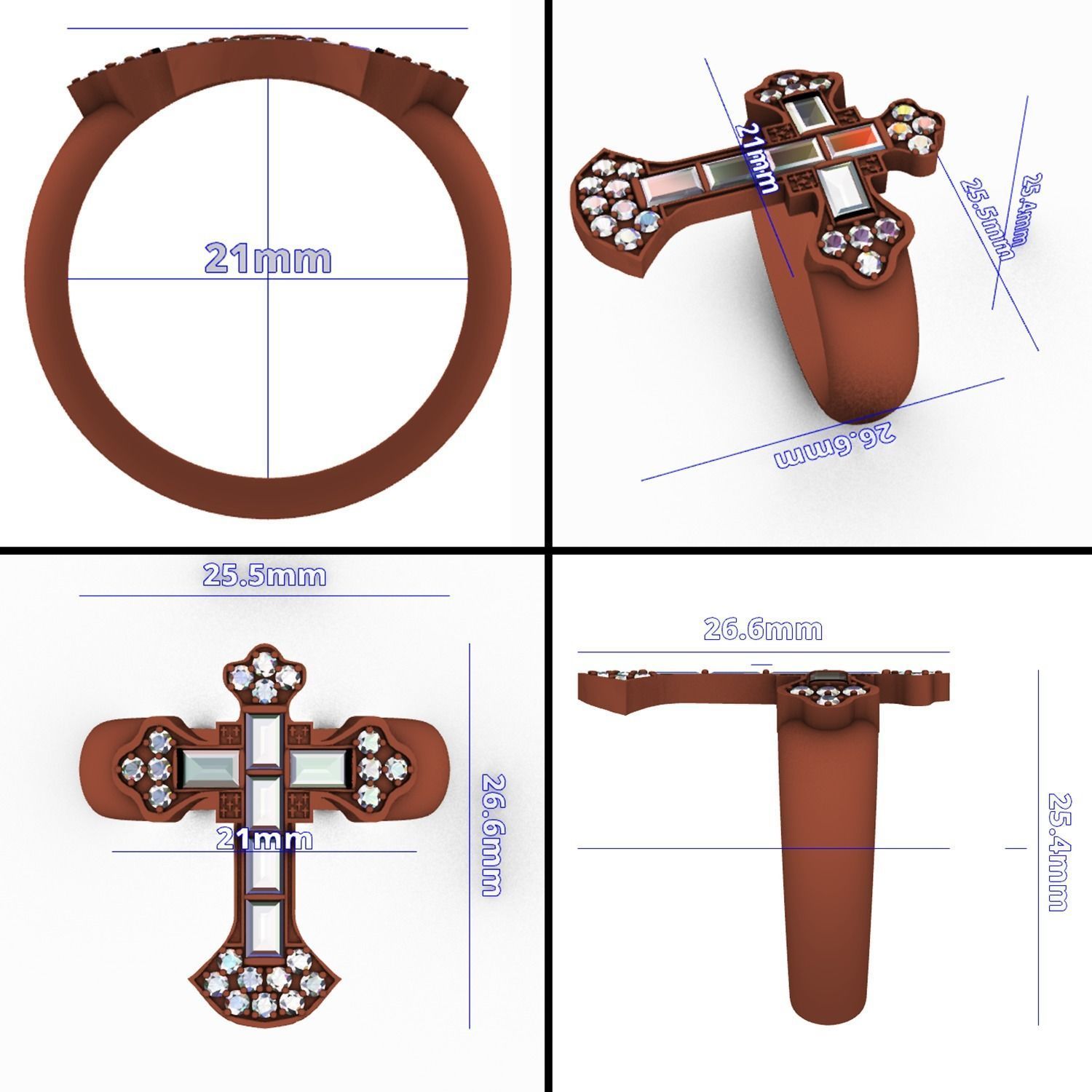 Cross Ring Iced out 3D model 3D printable | CGTrader