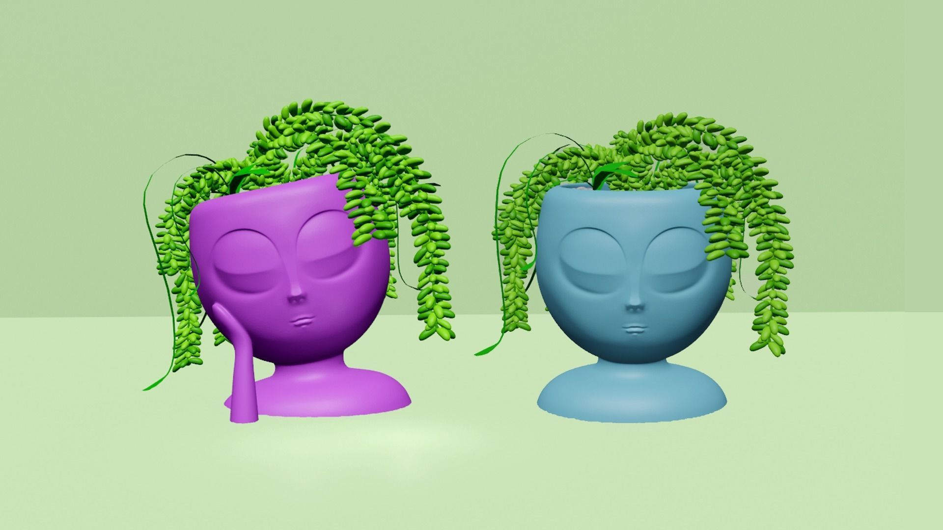 Woman Face Vases Succulent - Pair - STL Printable 3D model 3D printable ...