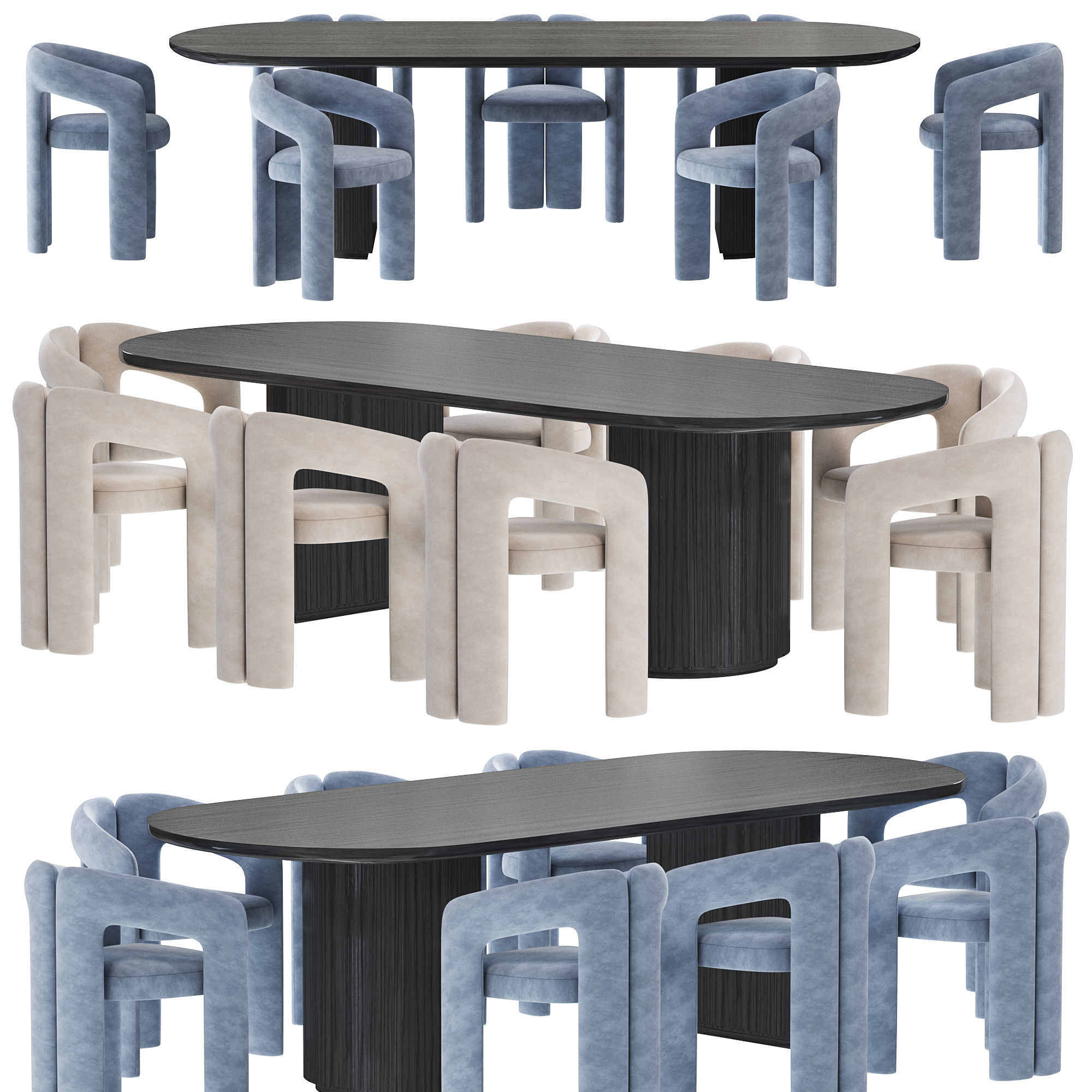 Moon Dining Table and Dudet Chair 3D model | CGTrader