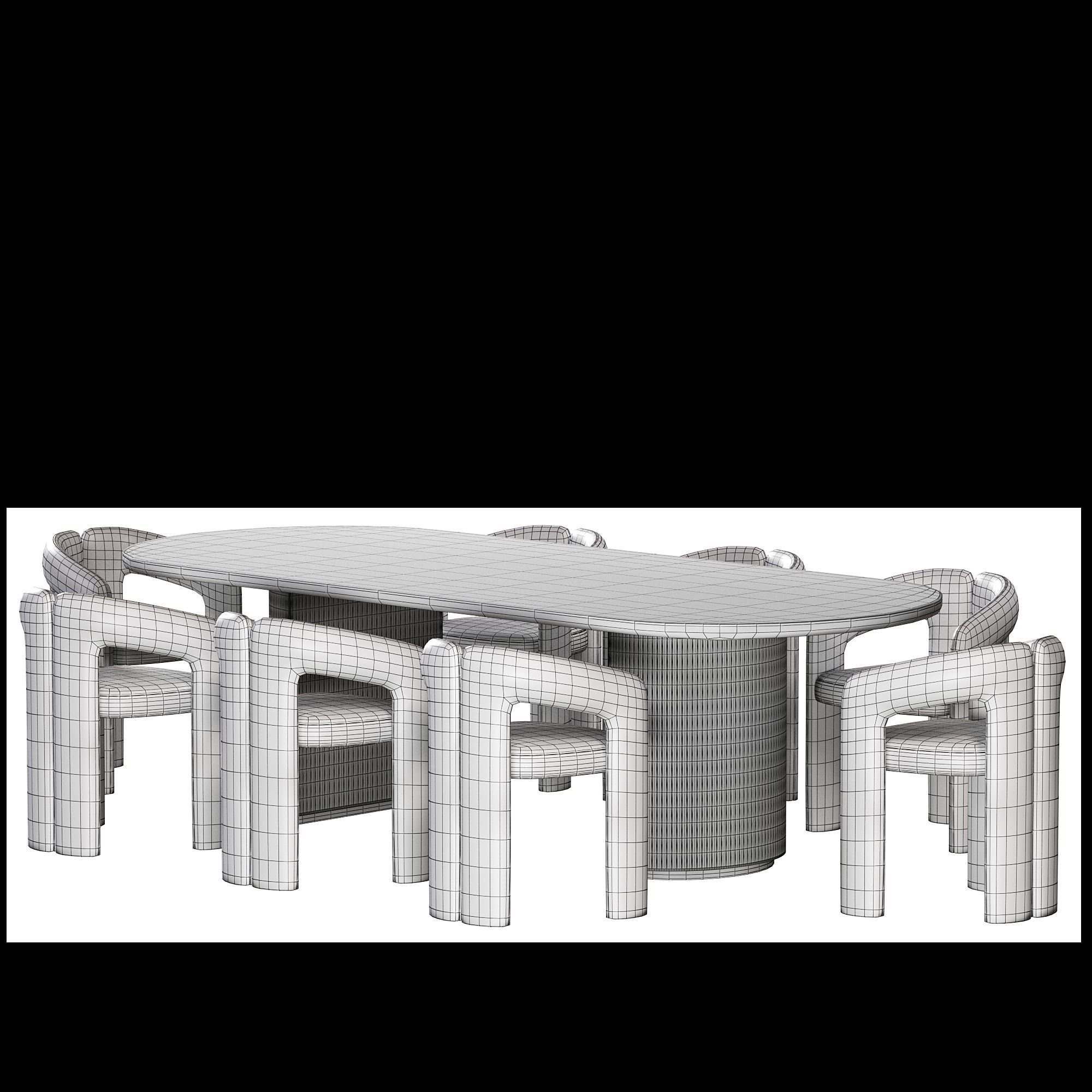 Moon Dining Table and Dudet Chair 3D model | CGTrader