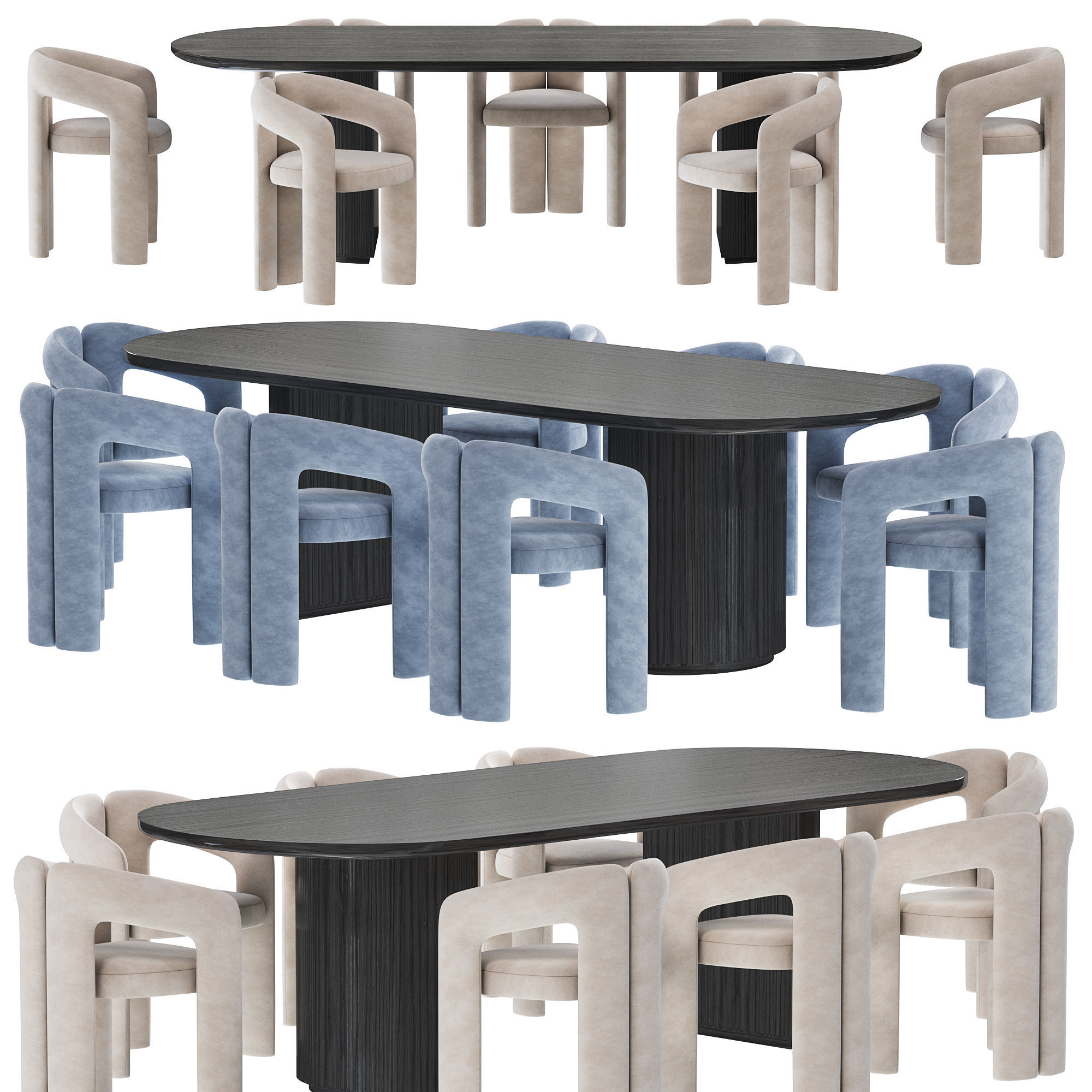 Moon Dining Table and Dudet Chair 3D model | CGTrader