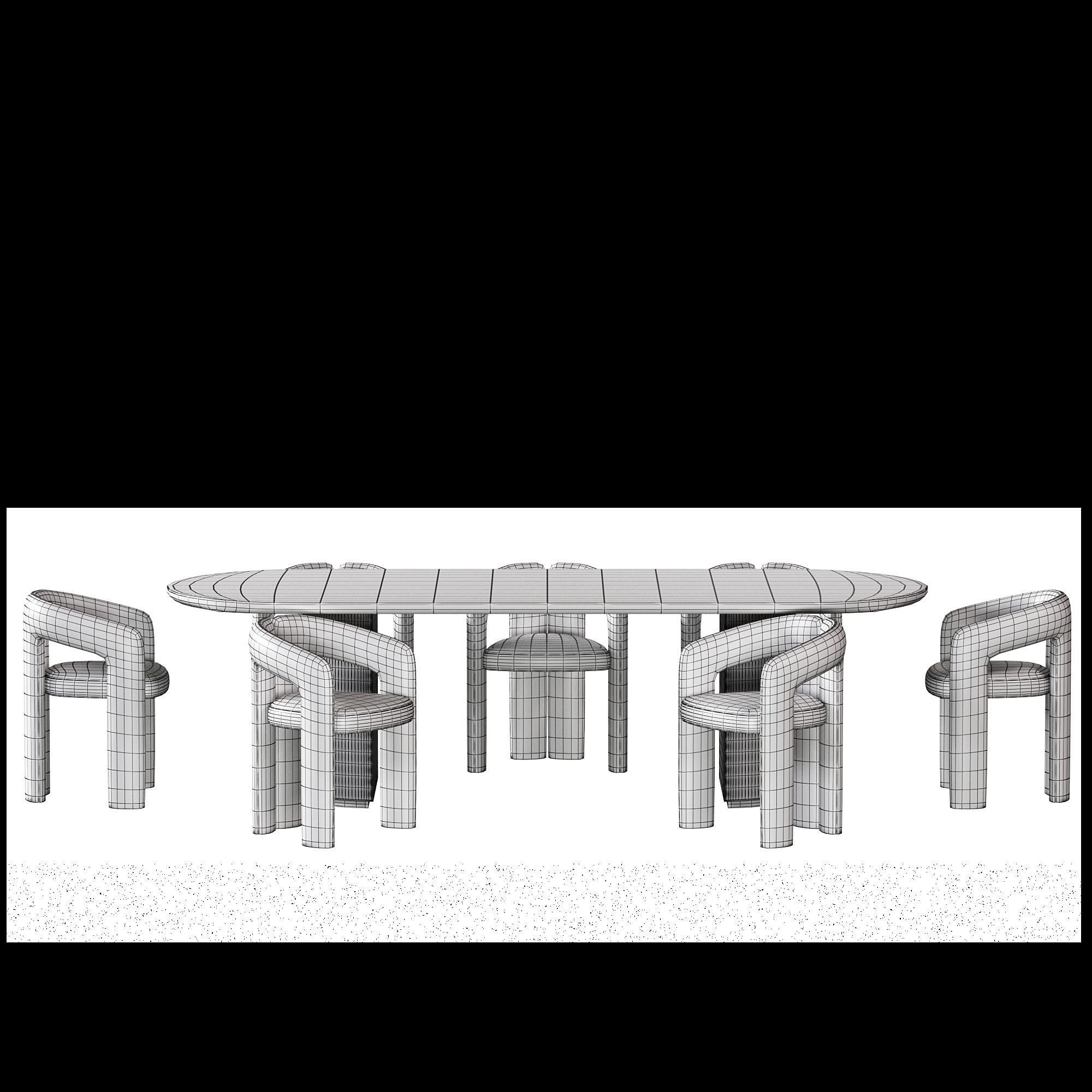 Moon Dining Table and Dudet Chair 3D model | CGTrader