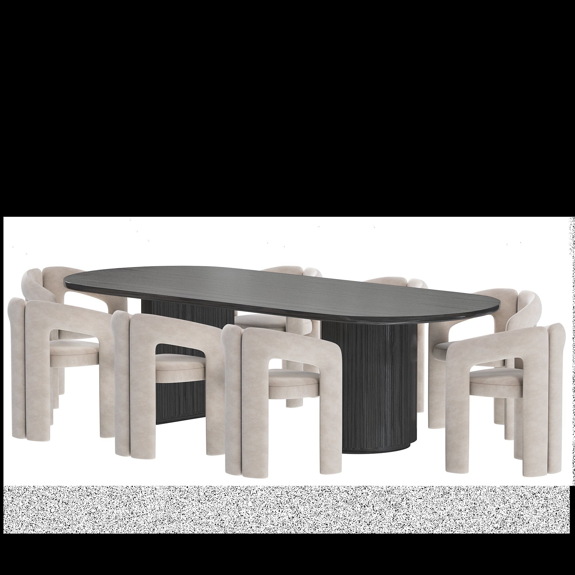 Moon Dining Table and Dudet Chair 3D model | CGTrader