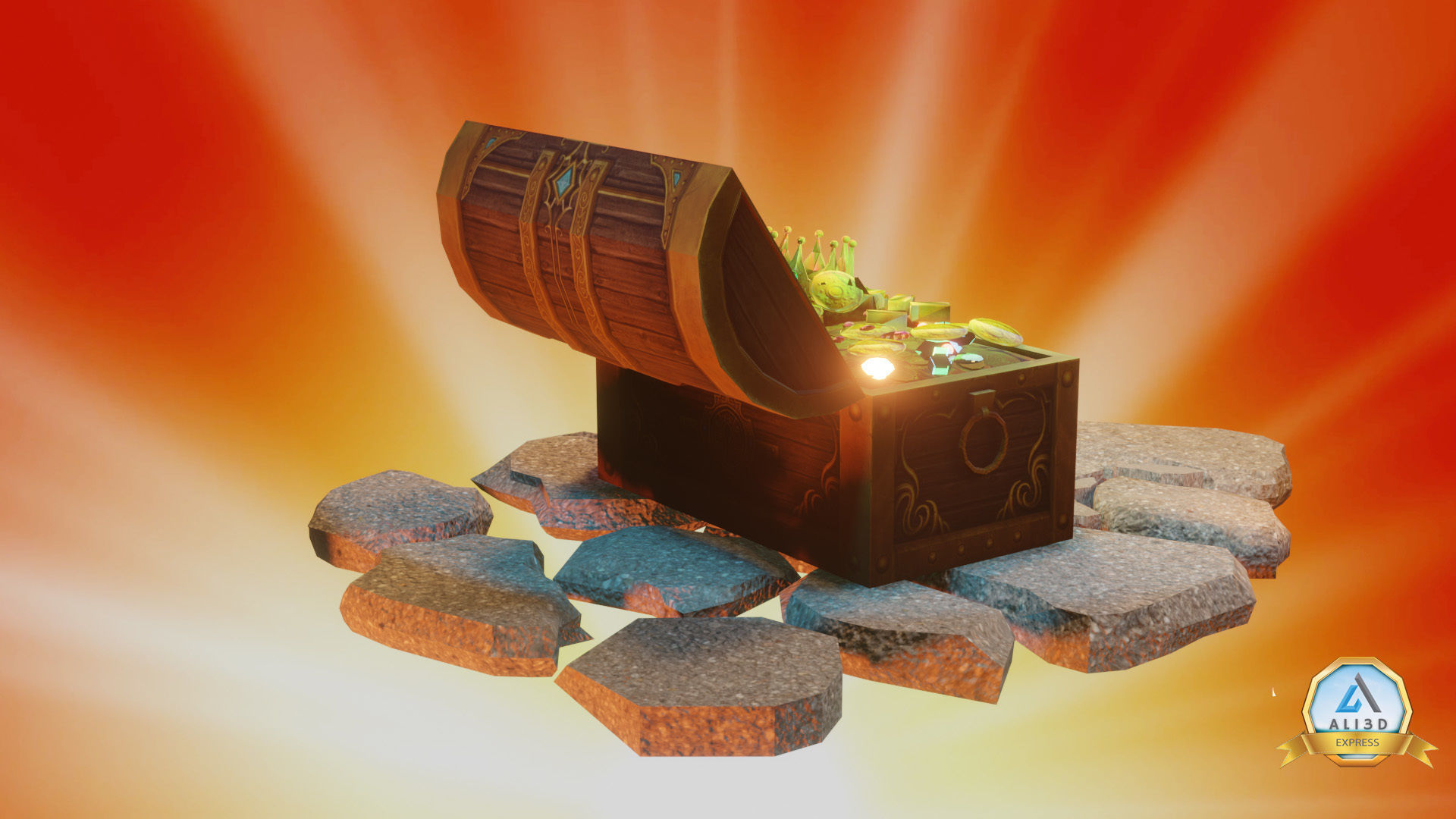 3D model Futuristic Loot Treasure Box Animated VR / AR / low-poly ...