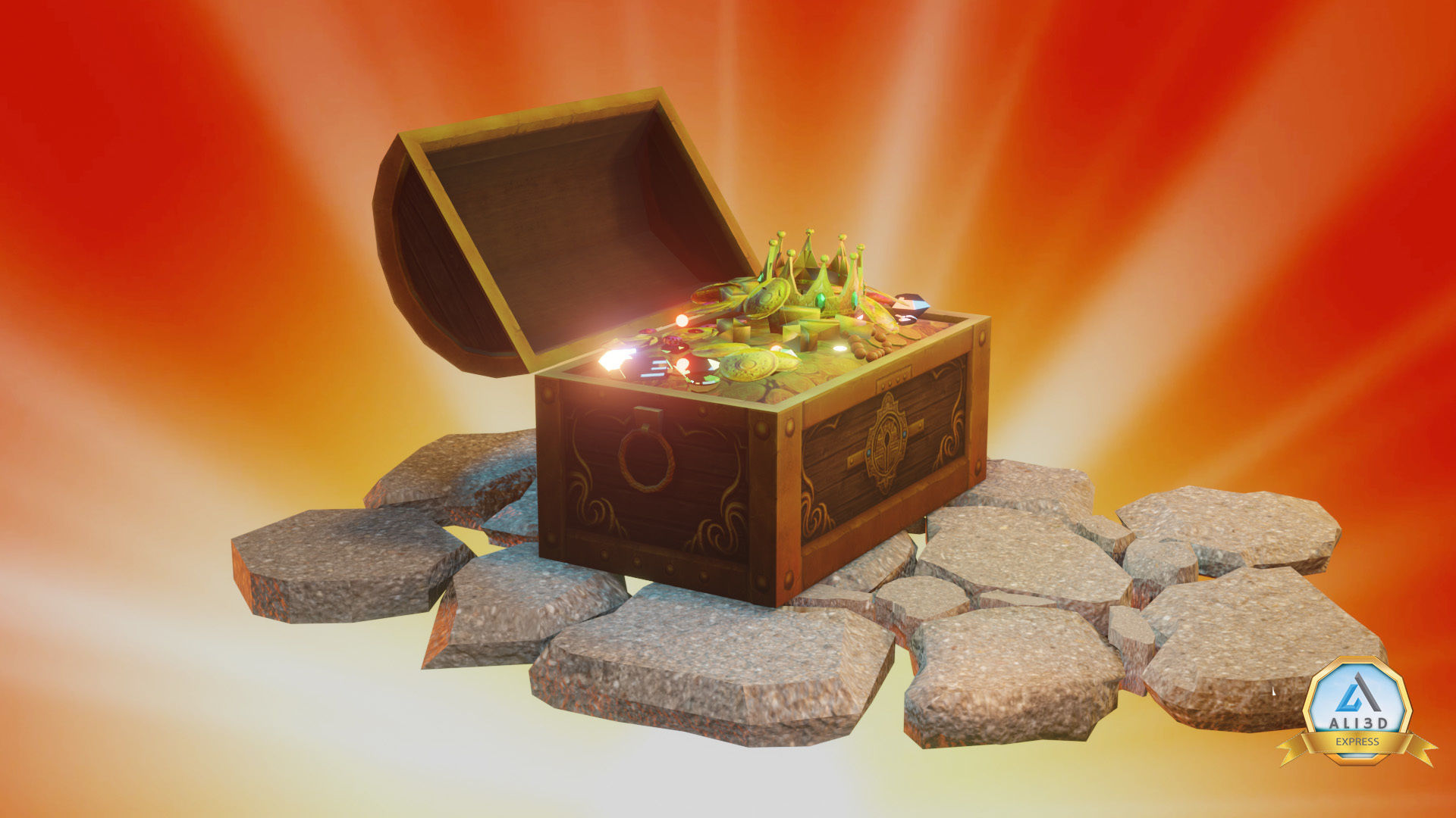 3D model Futuristic Loot Treasure Box Animated VR / AR / low-poly ...