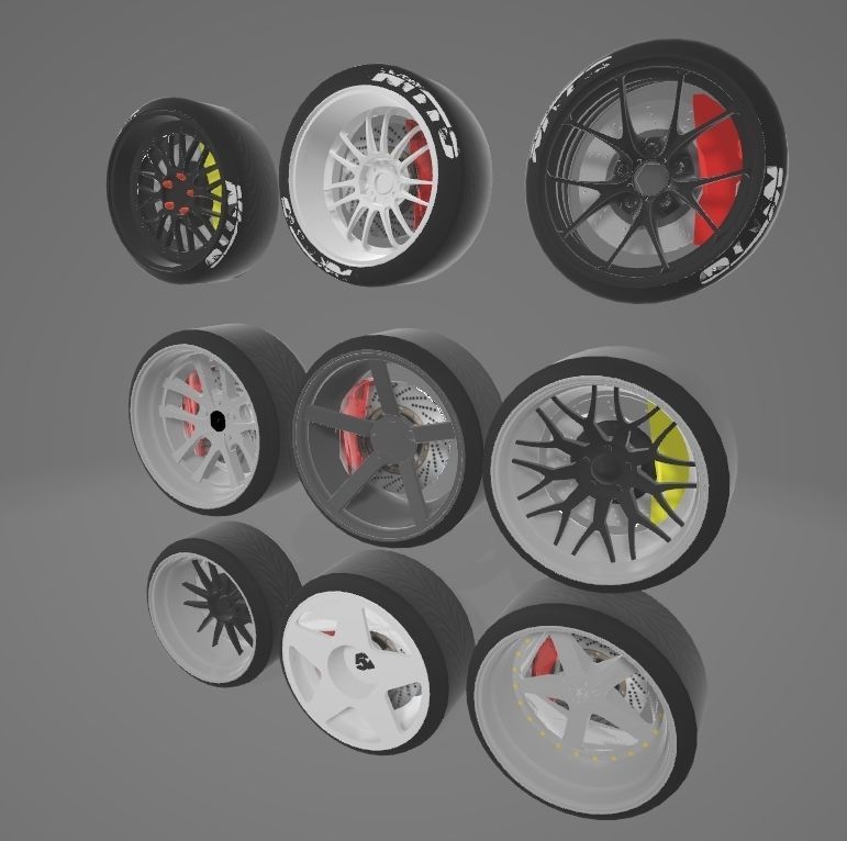 PACK-WHEEL RIMS TIRES free 3D model | CGTrader
