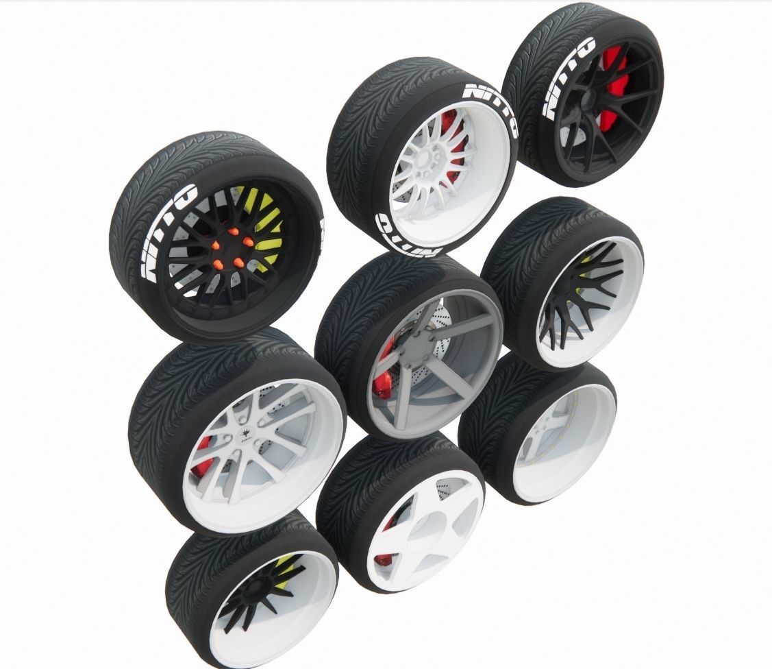 PACK-WHEEL RIMS TIRES free 3D model | CGTrader