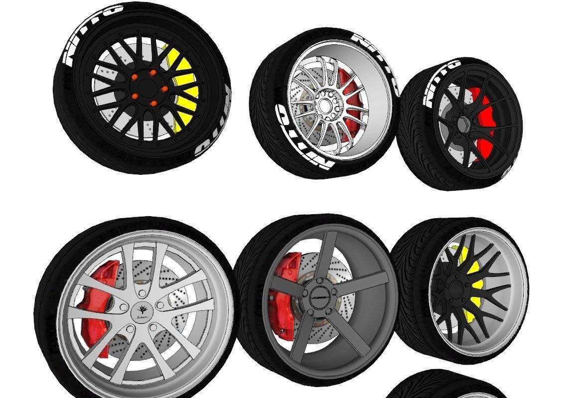 PACK-WHEEL RIMS TIRES free 3D model | CGTrader