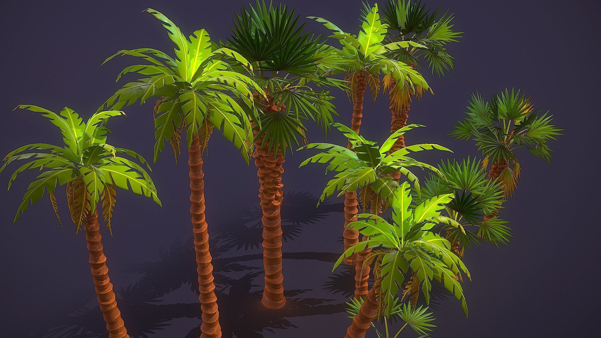 3D model Stylized Palm Trees Pack VR / AR / low-poly | CGTrader