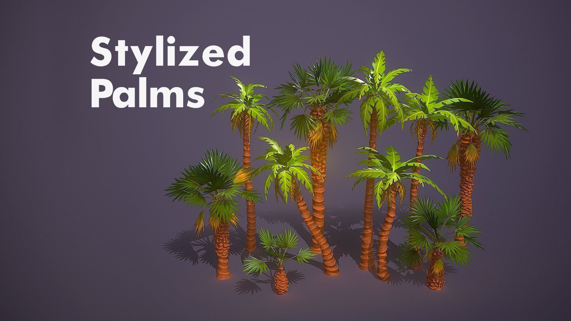 3D model Stylized Palm Trees Pack VR / AR / low-poly | CGTrader