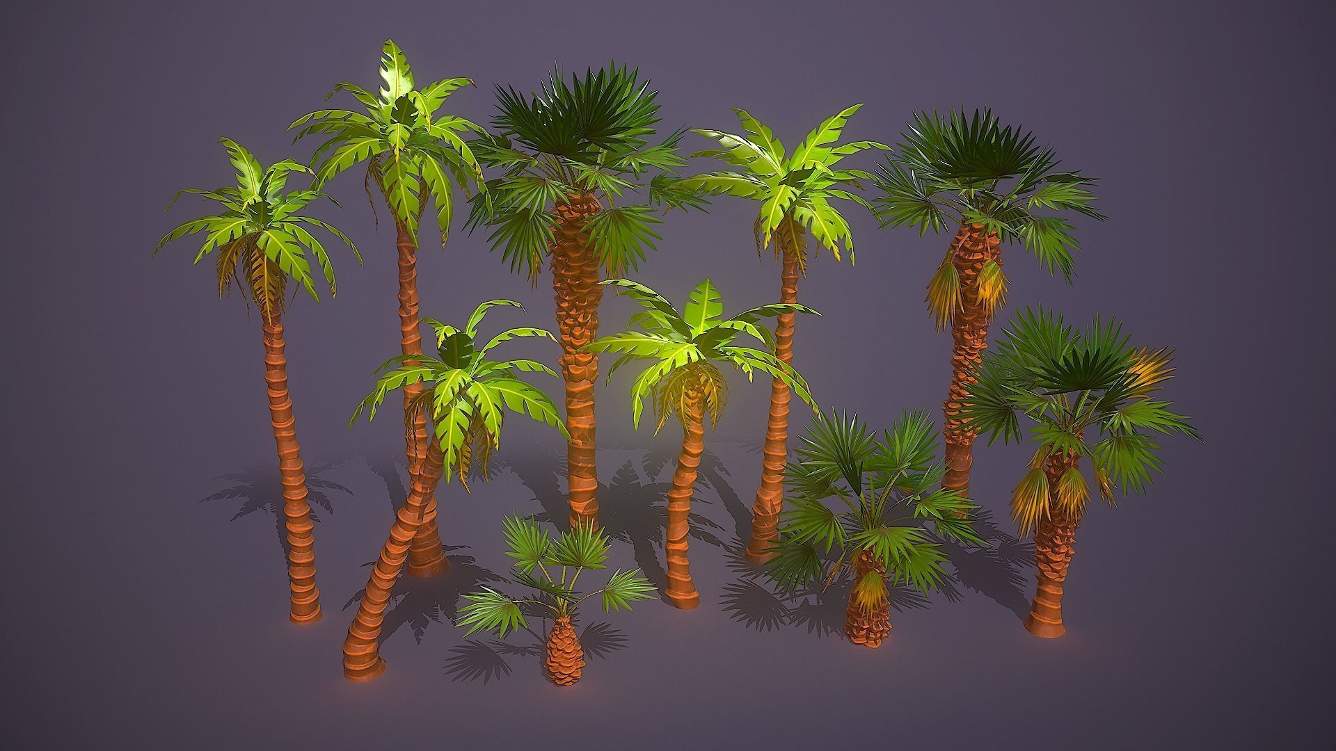 3D model Stylized Palm Trees Pack VR / AR / low-poly | CGTrader