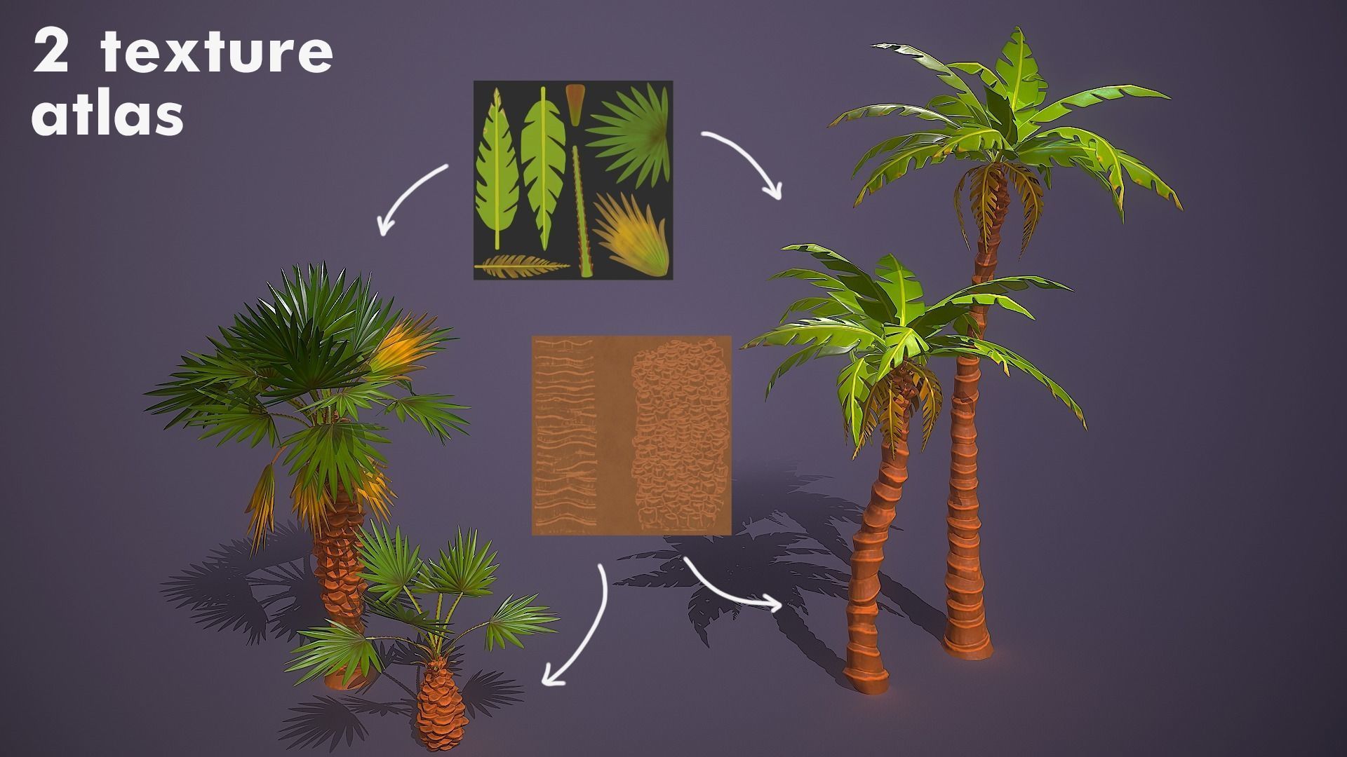 3D model Stylized Palm Trees Pack VR / AR / low-poly | CGTrader