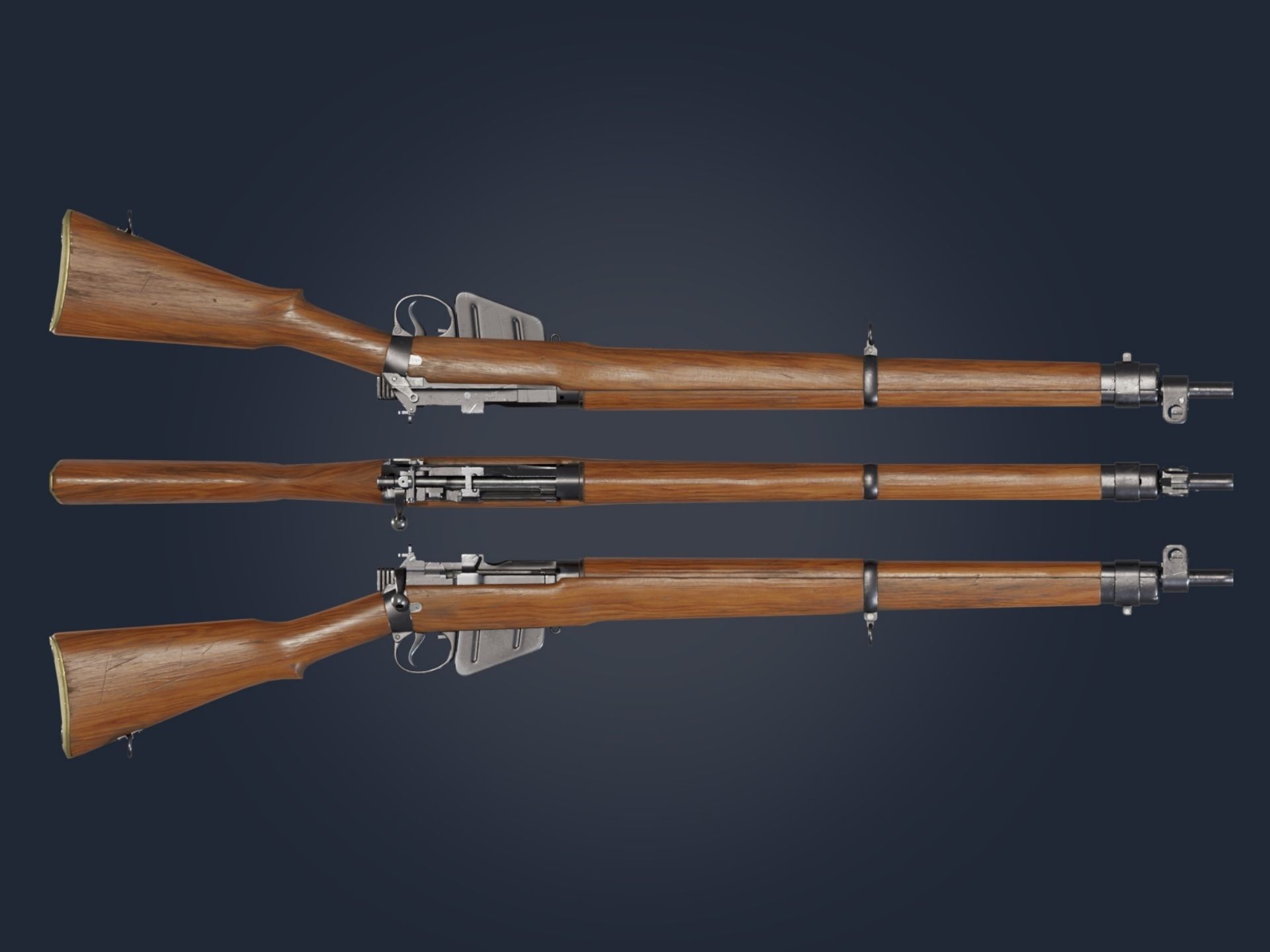 3D model Lee-Enfield No 4 MkI rifle - Game and VFX Ready VR / AR / low ...