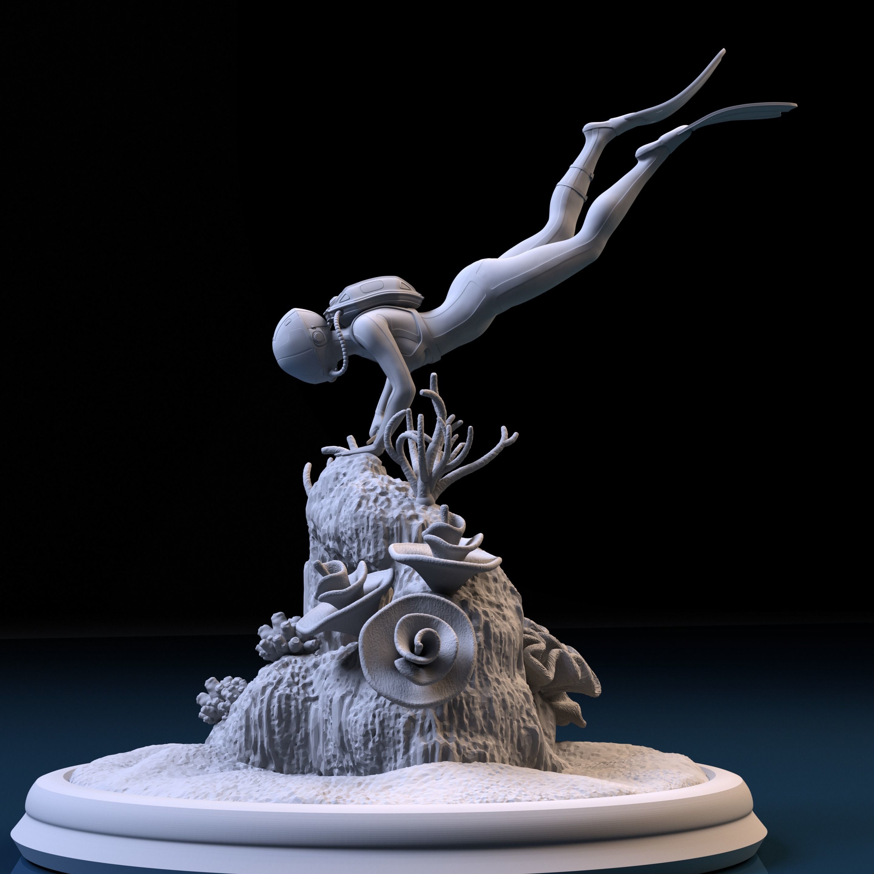 SCI-FI SCUBA DIVER DIORAMA 3D model 3D printable | CGTrader