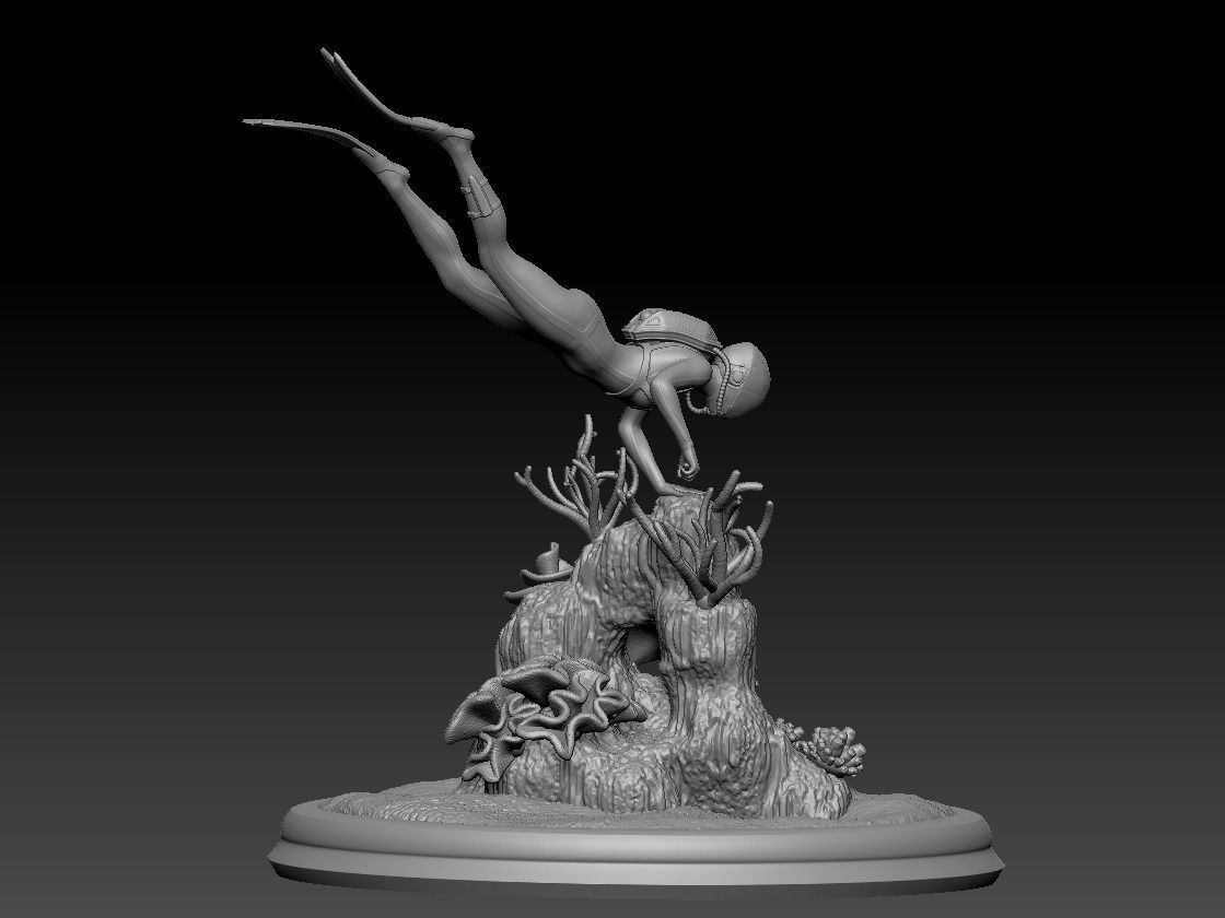 SCI-FI SCUBA DIVER DIORAMA 3D model 3D printable | CGTrader