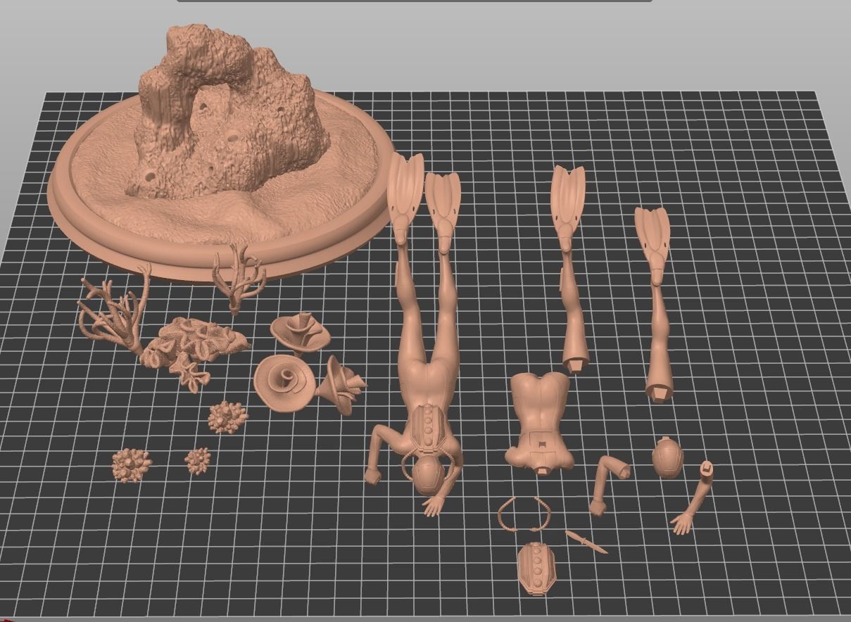 SCI-FI SCUBA DIVER DIORAMA 3D model 3D printable | CGTrader