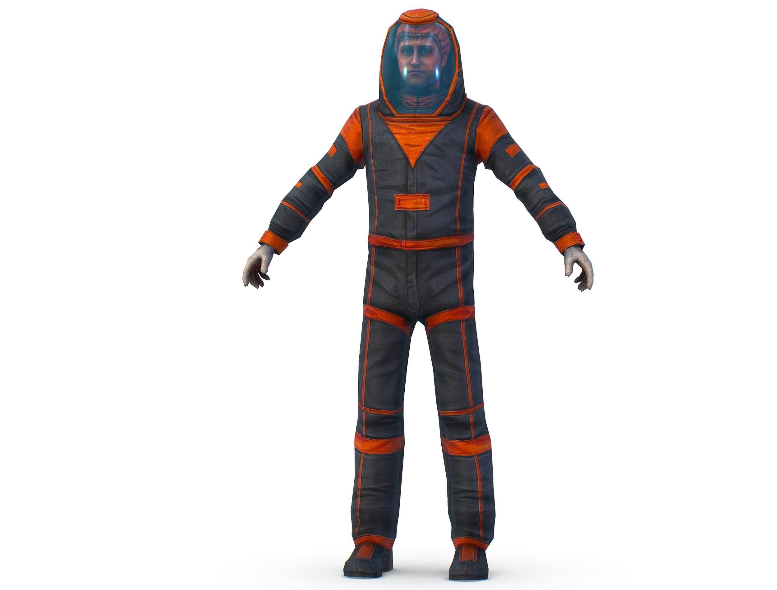 3D model young male lab technician in a chemistry suit VR / AR / low ...
