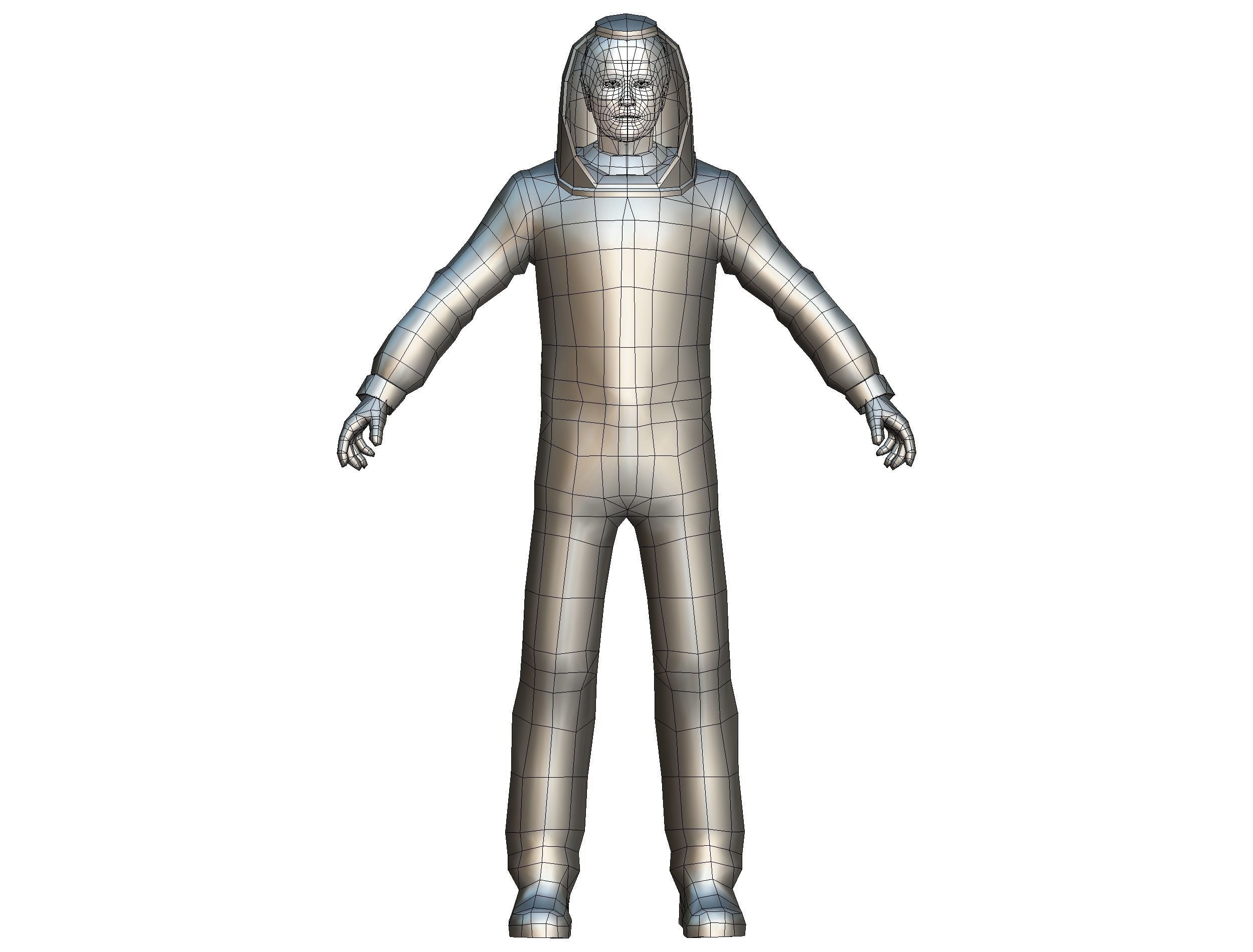 3D model young male lab technician in a chemistry suit VR / AR / low ...