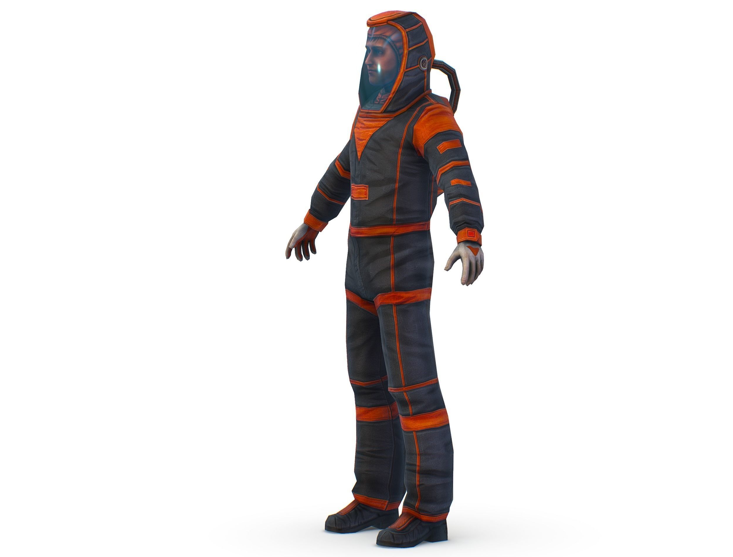 3D model young male lab technician in a chemistry suit VR / AR / low ...