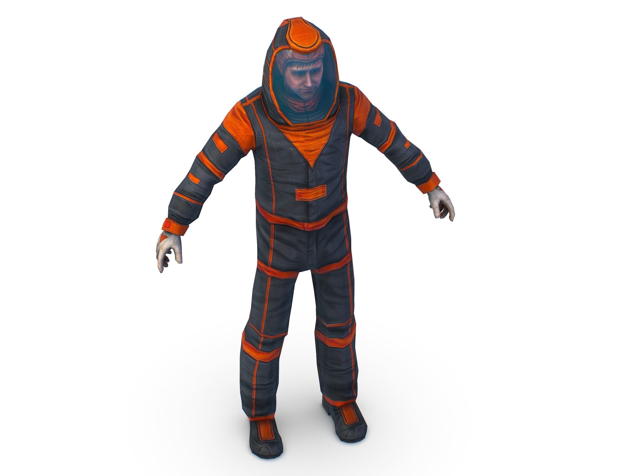 3D model young male lab technician in a chemistry suit VR / AR / low ...
