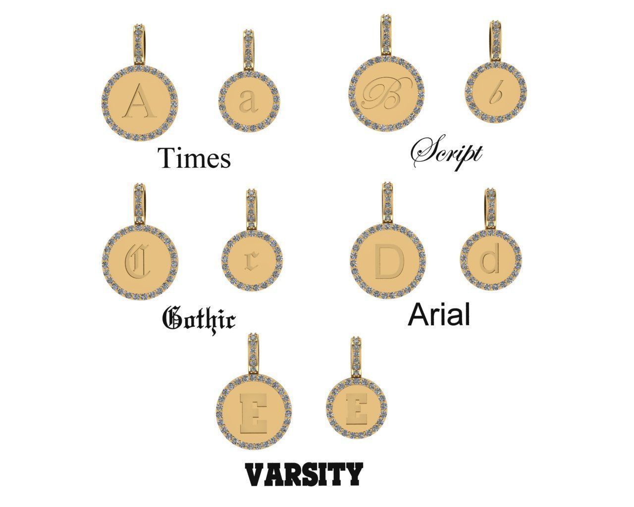 Multiple Gold Engraving Charms 3D model 3D printable | CGTrader