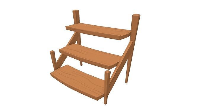 3D model Cartoon Wooden Shelf Stand VR / AR / low-poly | CGTrader