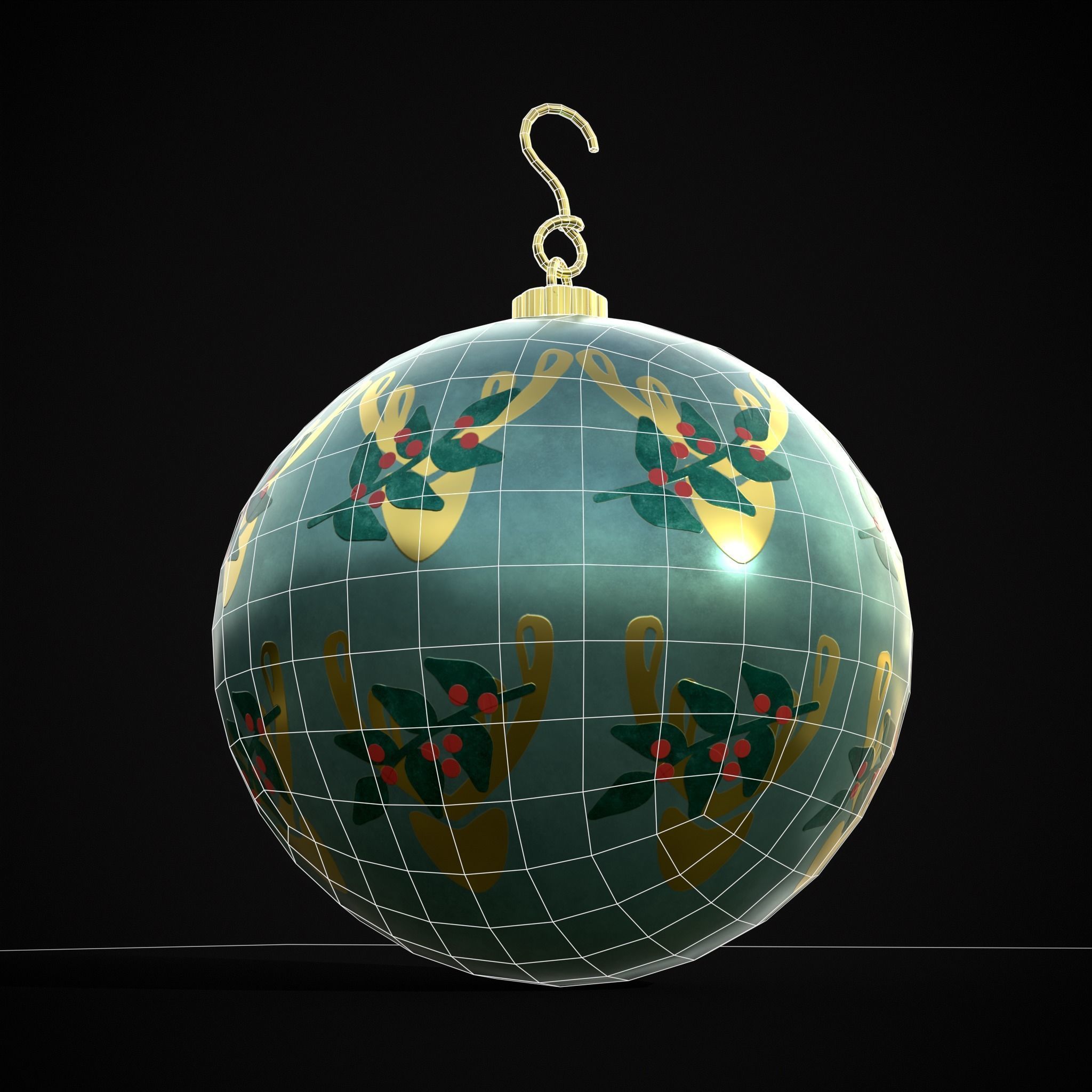 3D model Teal Deer And Mistletoe Bulb VR / AR / low-poly | CGTrader