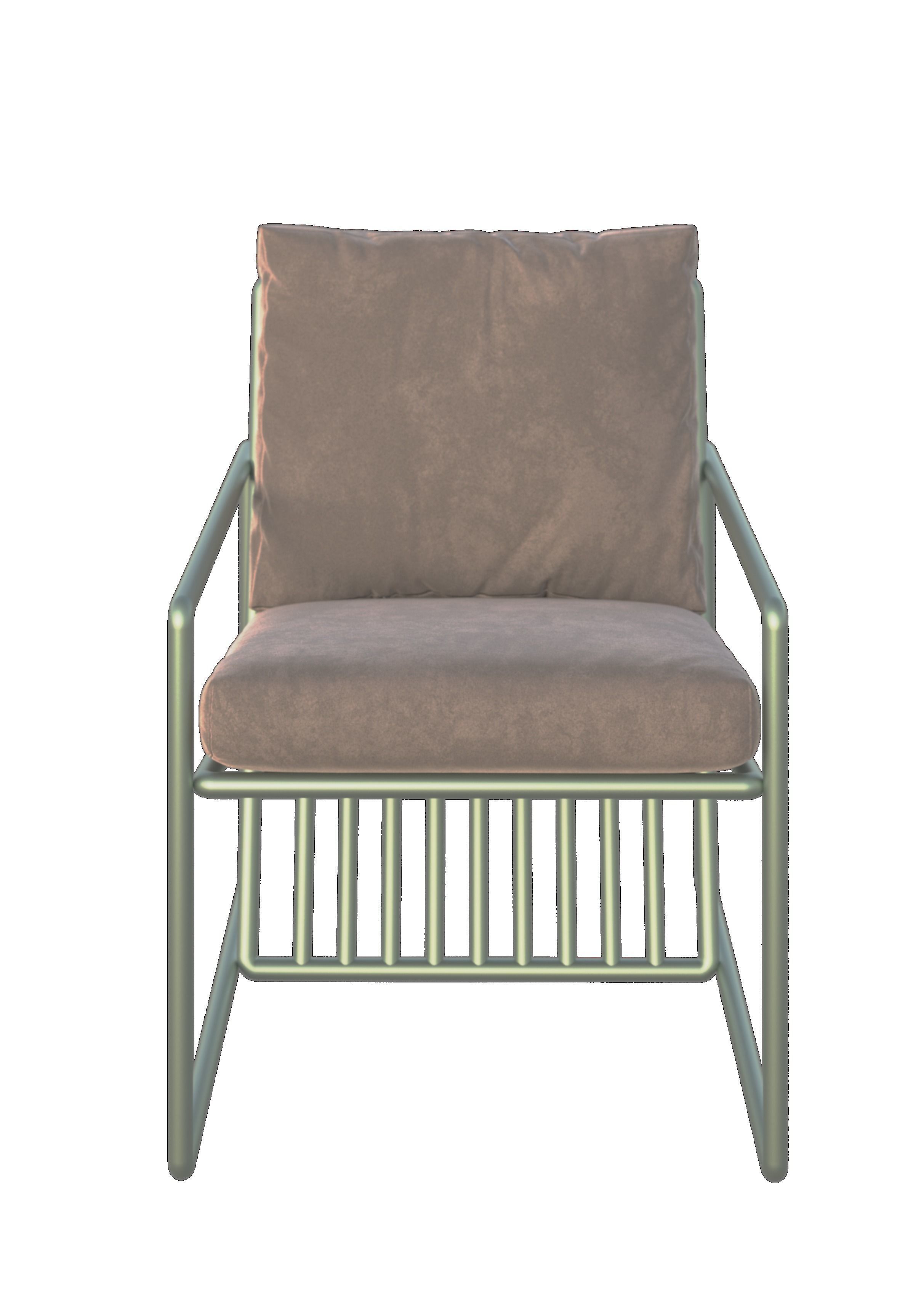Metalic velvet lounge armchair 3D model | CGTrader