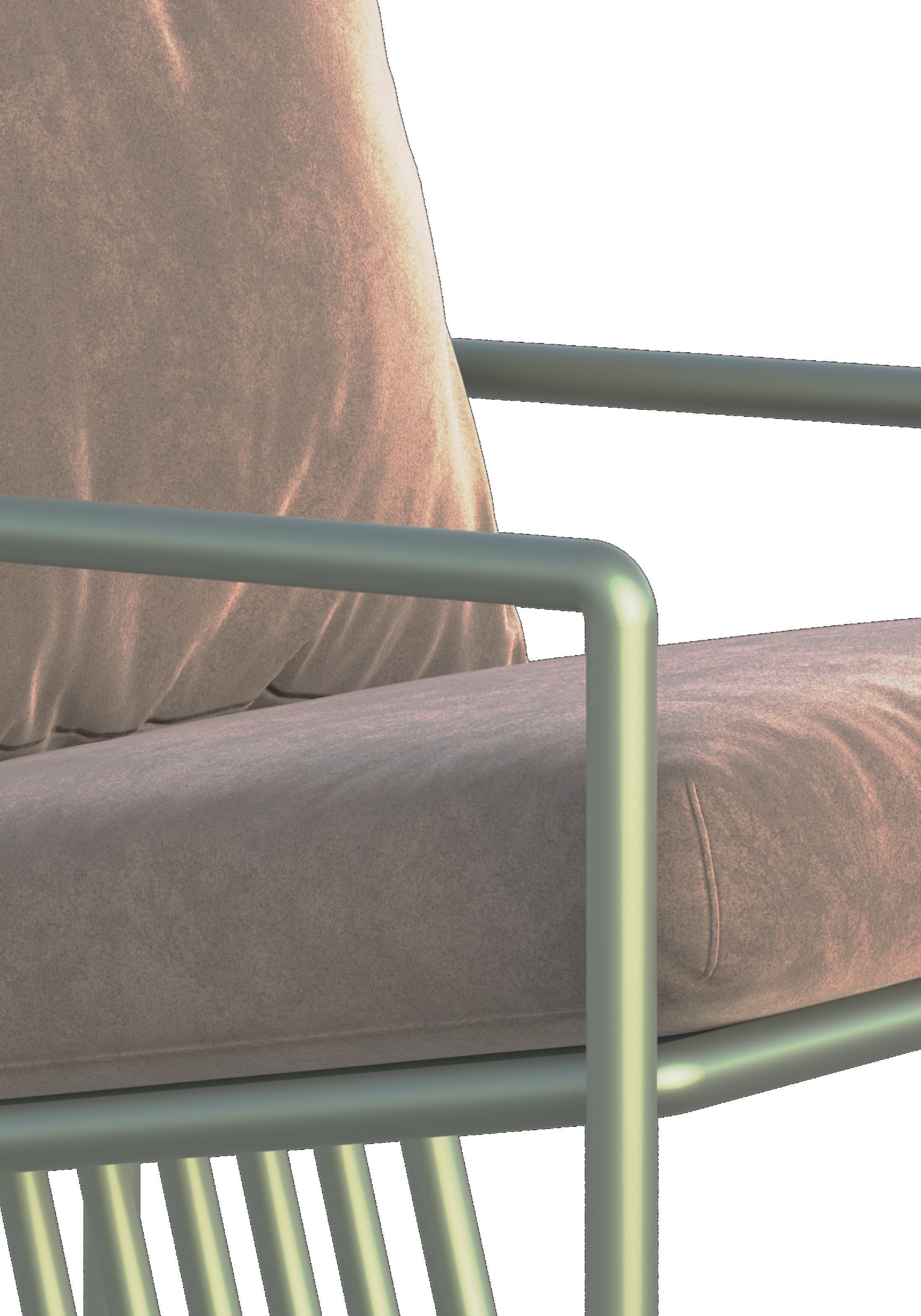 Metalic velvet lounge armchair 3D model | CGTrader