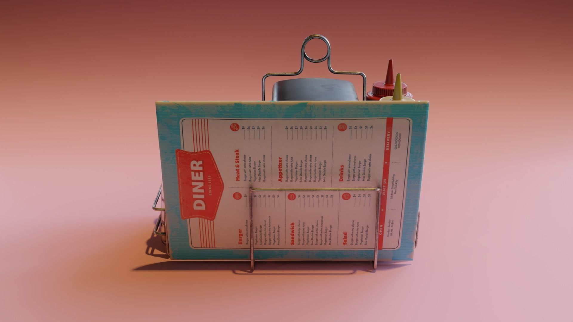 3D model Retro Diner Condiment Caddy VR / AR / low-poly | CGTrader