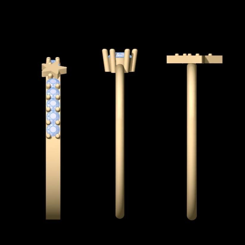 Triple Star Rings 3D model 3D printable | CGTrader