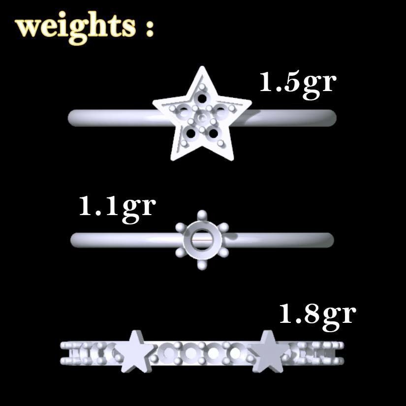 Triple Star Rings 3D model 3D printable | CGTrader