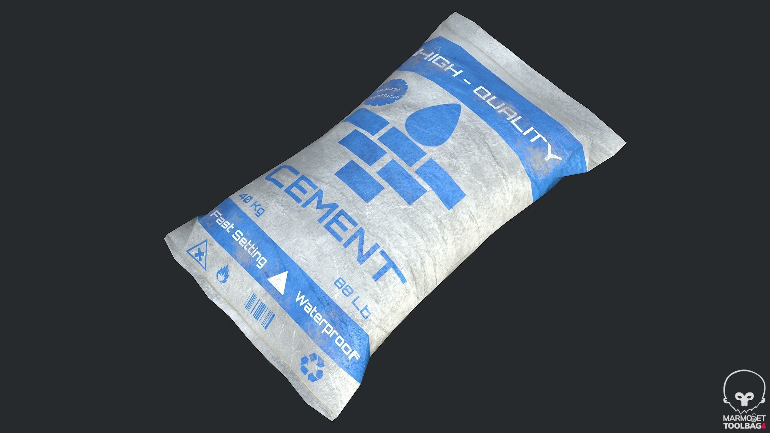 3D model Concrete Mixer - Water Tank -Pallet-Cement Bag - Concrete ...
