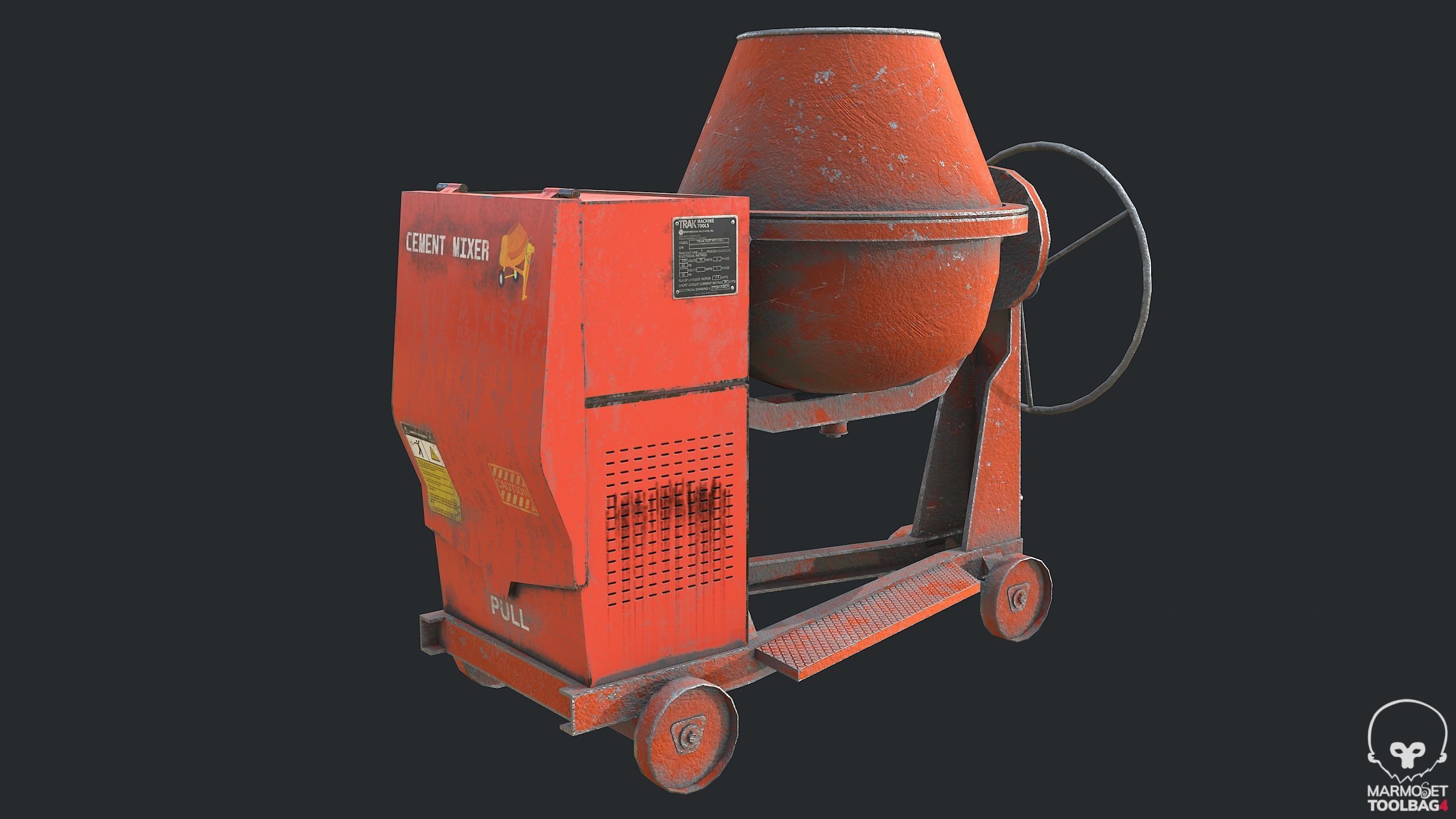 3D model Concrete Mixer - Water Tank -Pallet-Cement Bag - Concrete ...
