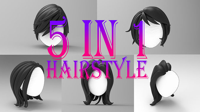 3D model Hairstyle 5 IN 1 VR / AR / low-poly | CGTrader