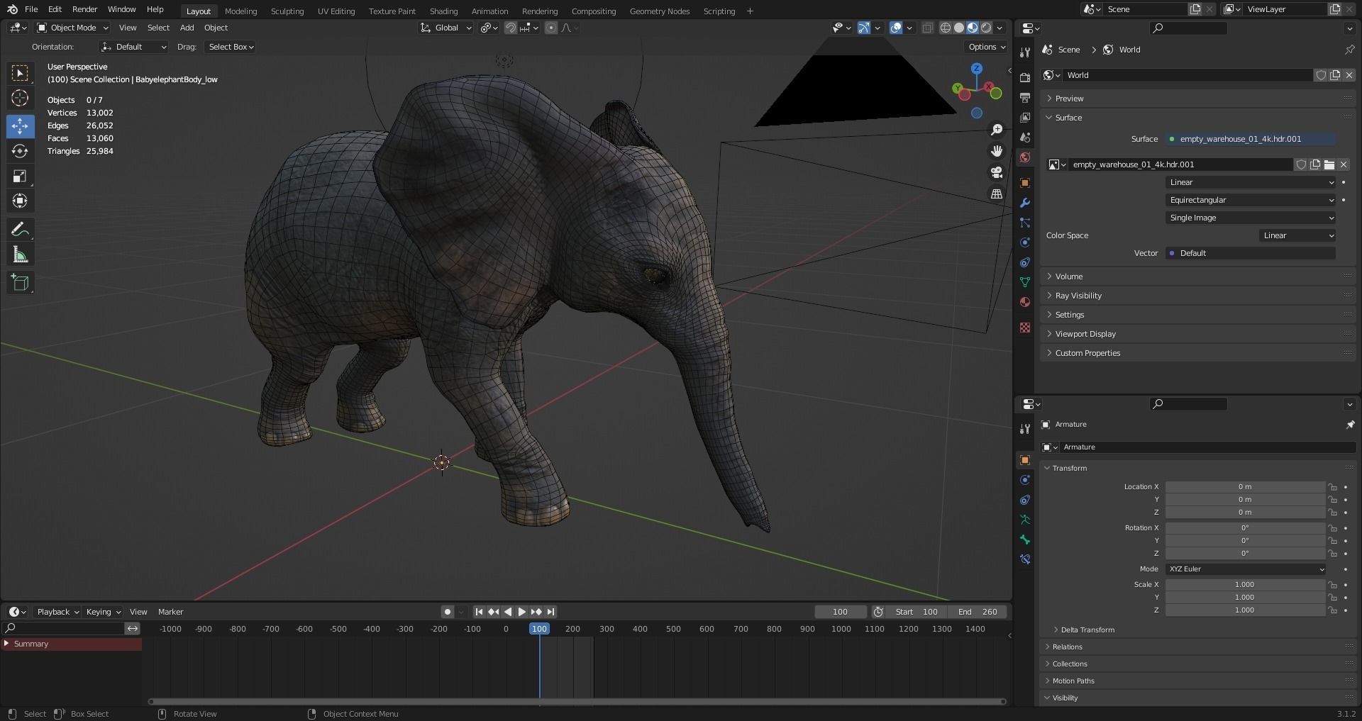 3D model Baby Elephant Rigged and Animation Unity VR / AR / low-poly ...
