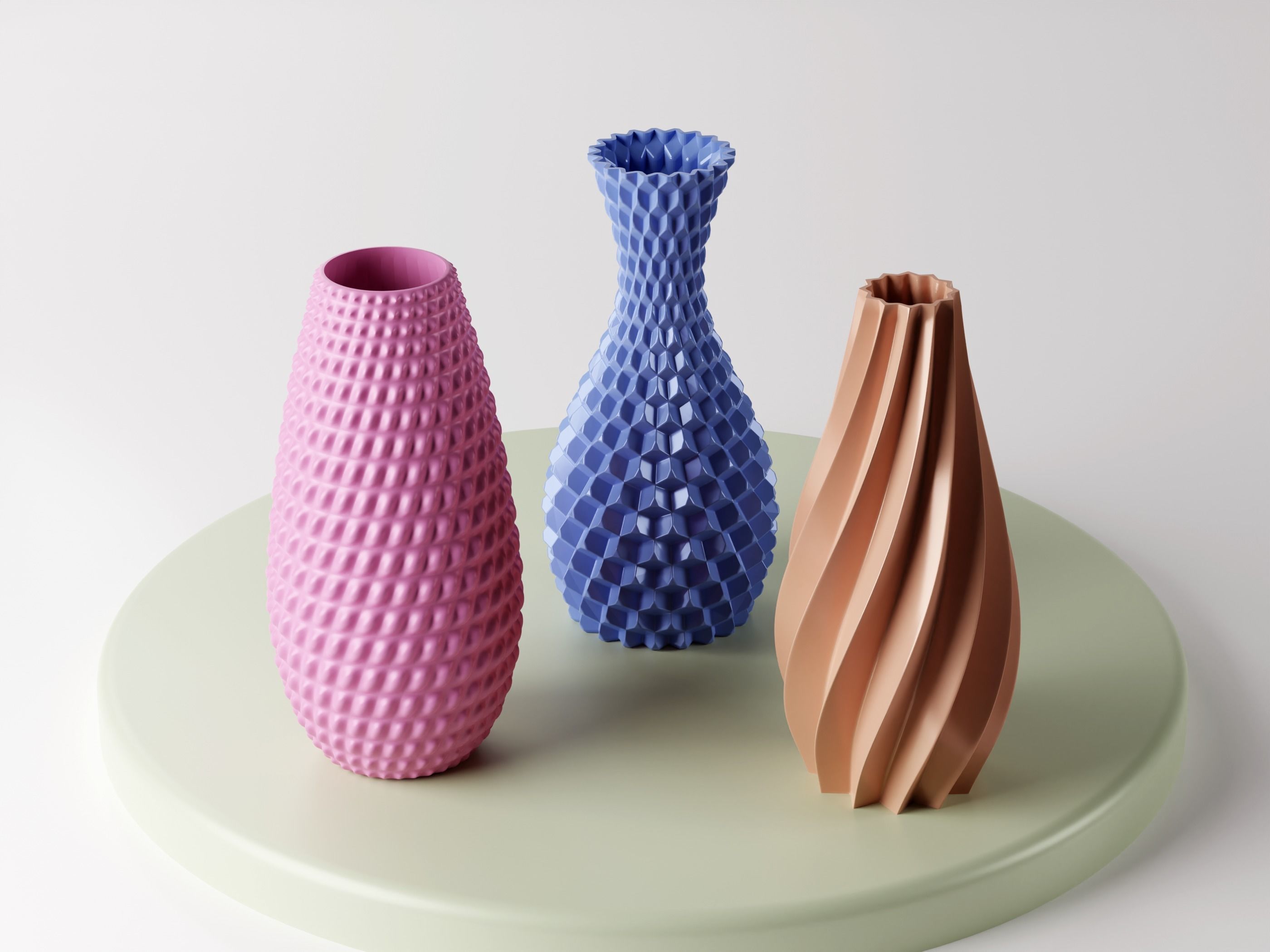 Set 3 Digital Vase planter 3D print file - 3D printing Vaze 3D model 3D ...
